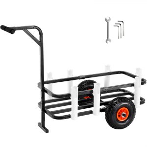 VEVOR Angelwagen Stahl Transportwagen mit 2 Gummirädern Transportkarre ...