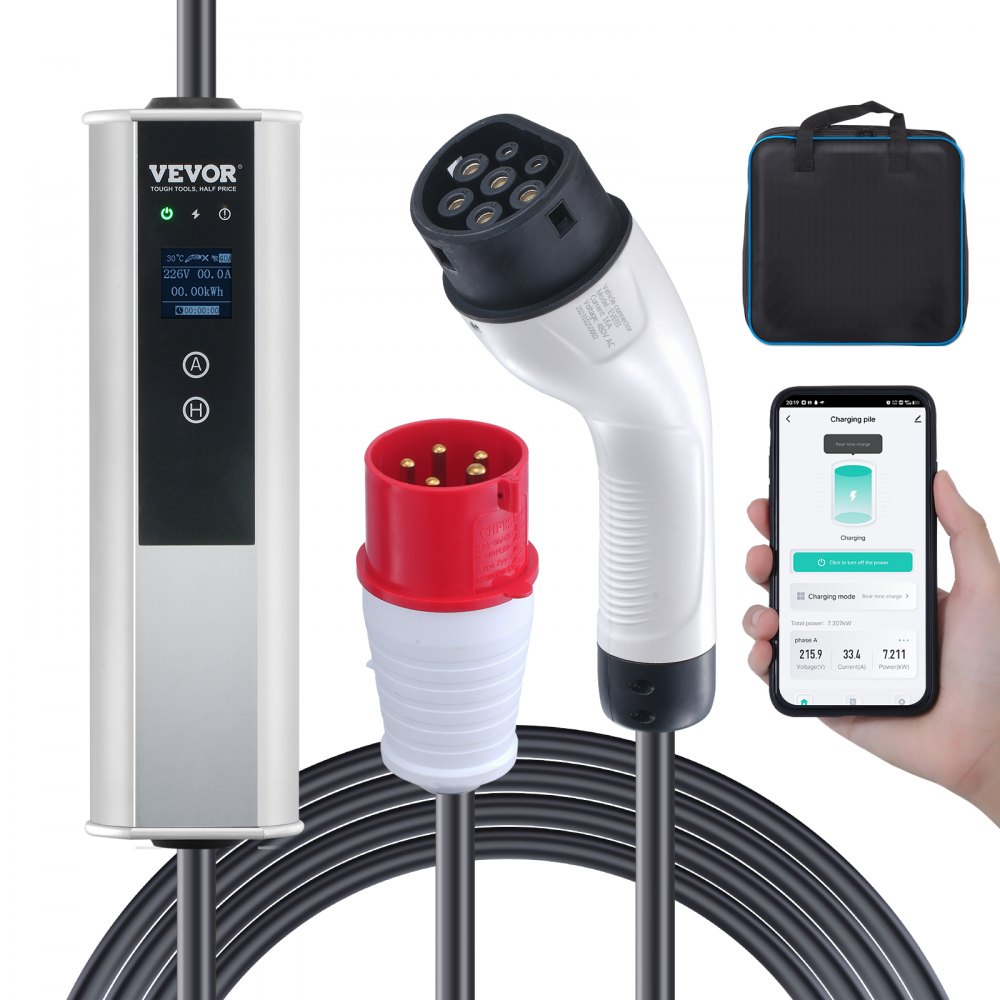 VEVOR Typ2 EV Ladekabel 16A 3,68kW(einphasig)/11kW(dreiphasig ...
