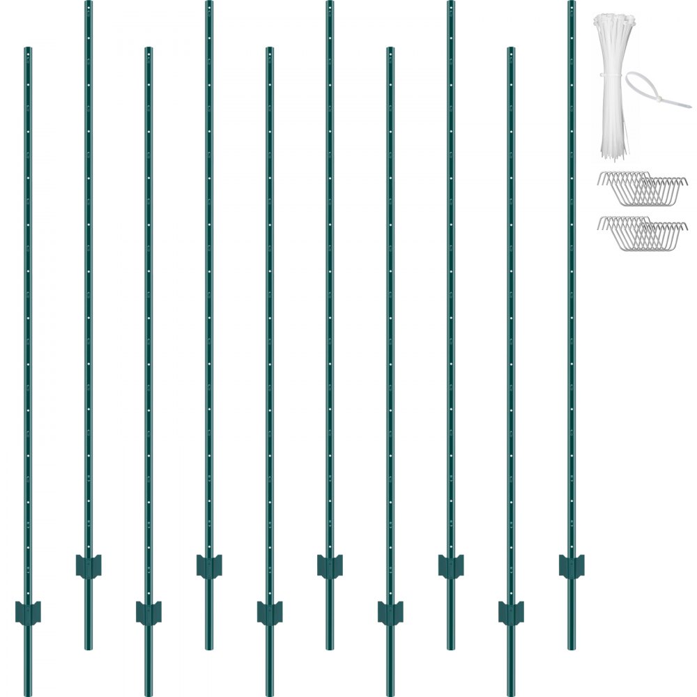 VEVOR Postes Metálicos para Valla 10 Piezas Postes de Cerca 213,36 cm ...