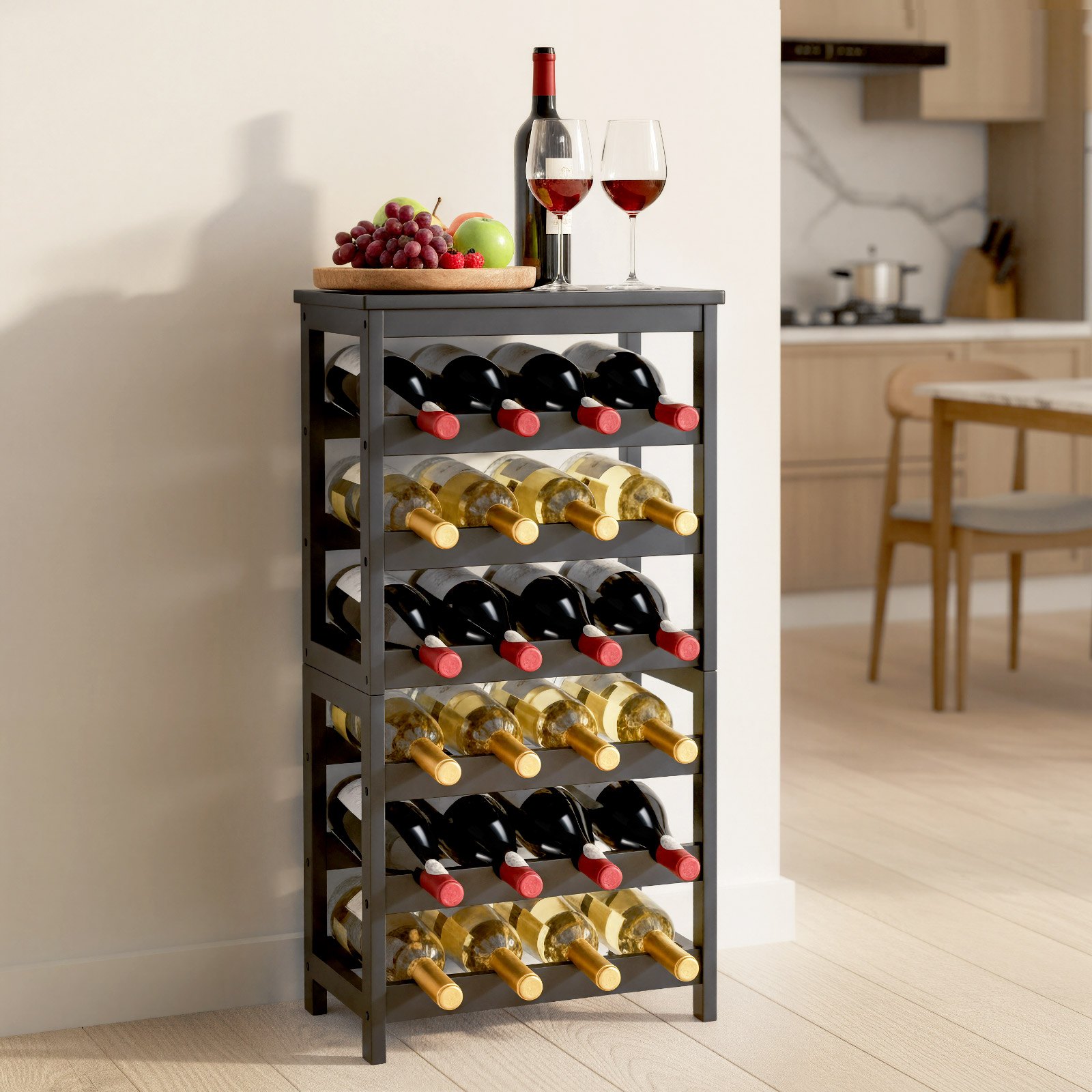 VEVOR 24 Bottle Detachable Wine Rack, 6-Tier Wine Bottle Holder,Solid ...