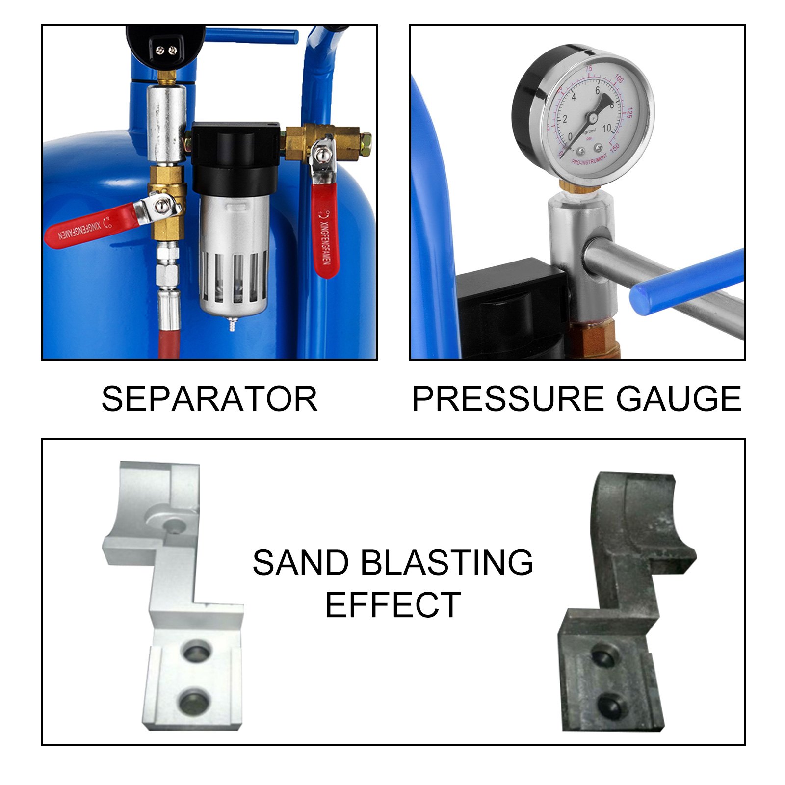 VEVOR Sableuse Pneumatiques en Acier, Machine de Sablage Bleue avec ...