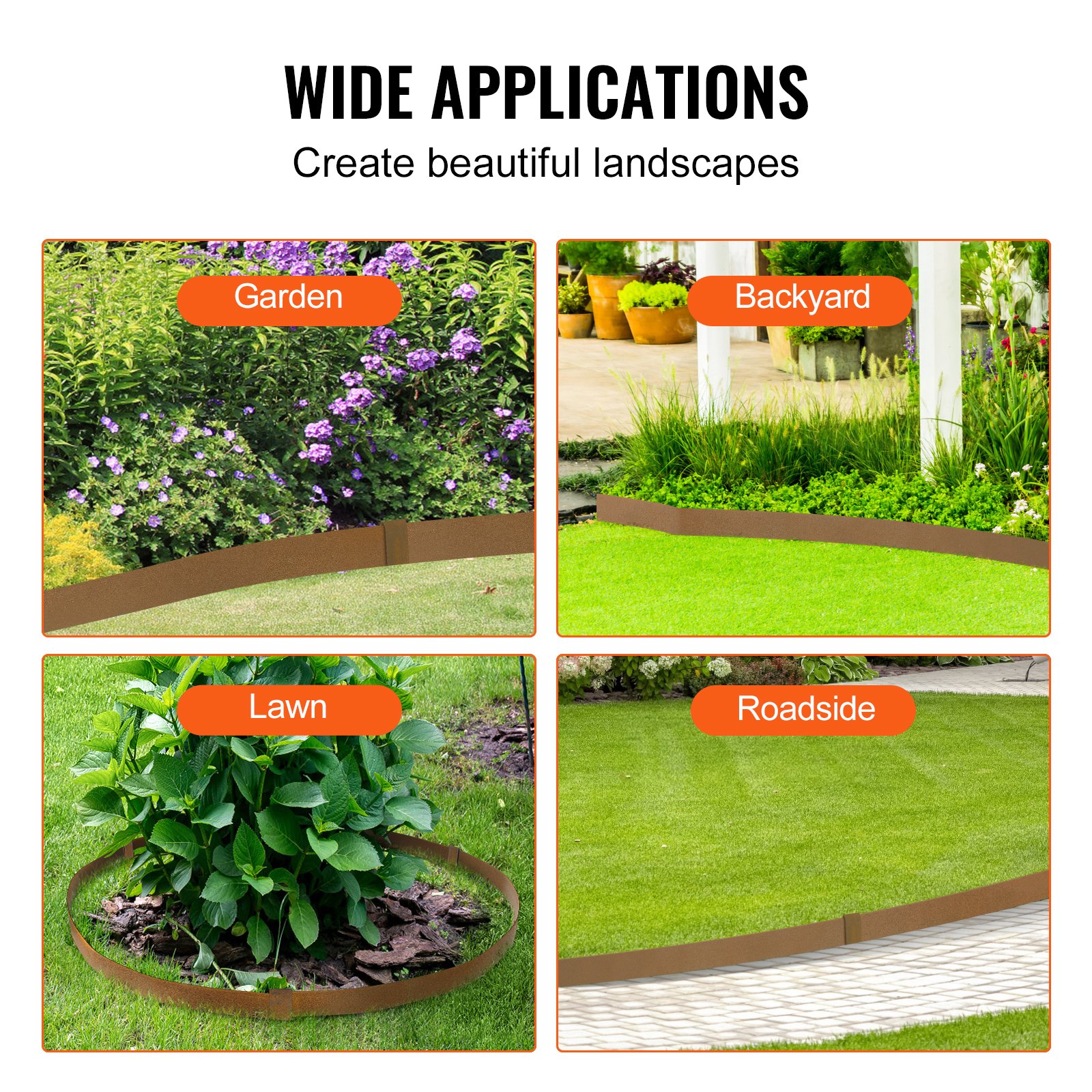 VEVOR Bordure de Jardin en Acier, Lot de 10 Bordures Paysagères de ...