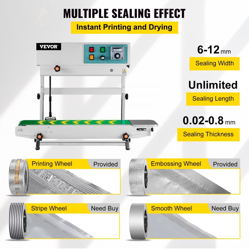 VEVOR Machine de Scellage en Continu Automatique 700 W / 220 V Sac à ...
