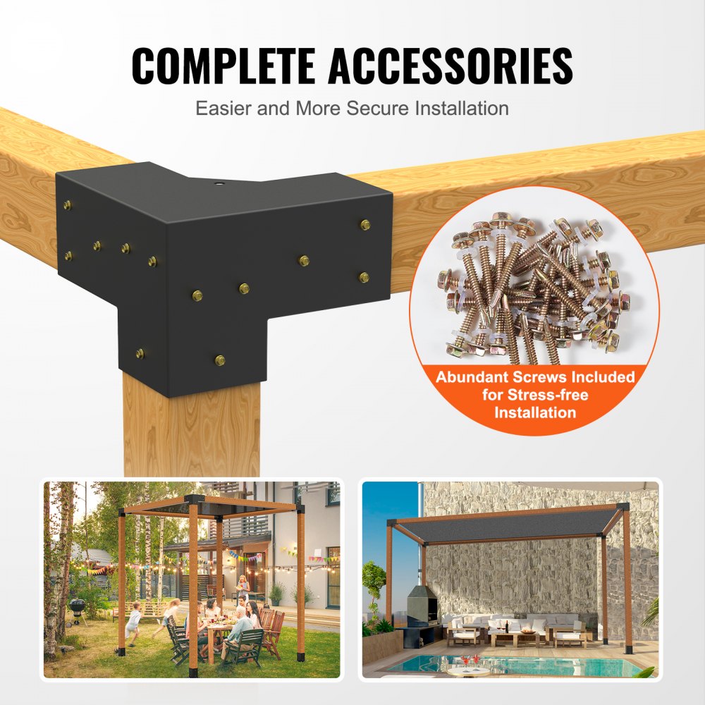 VEVOR Kit Supports de Pergola 4x4 po 10x10 cm Support de Poteau Bois de Menuiserie 4 Supports d ...