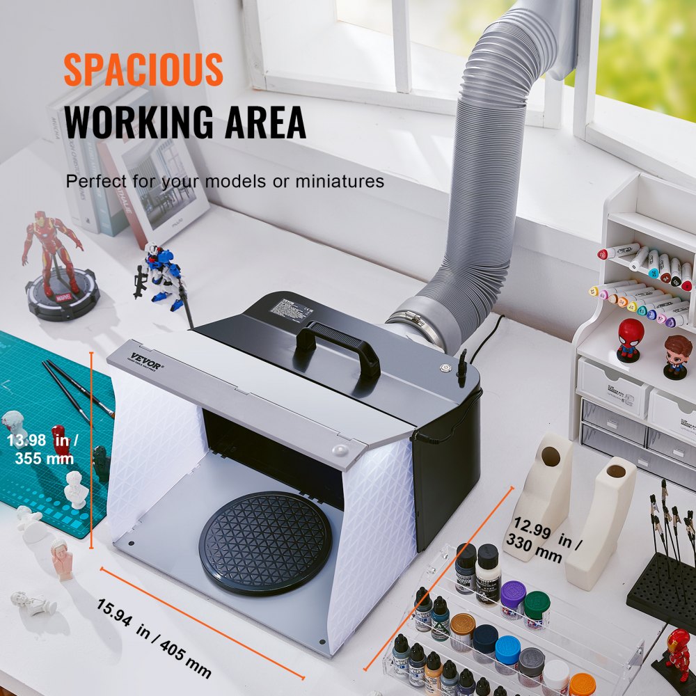 VEVOR Cabine de Peinture Aérographe 405x330 x 355 mm Cabine de Pulvérisation Portable 5,2 m³/min ...