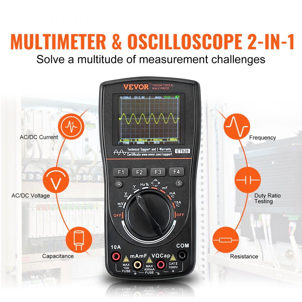 VEVOR Oscilloscope Numérique Multimètre 2-en-1 Portable Taux d ...