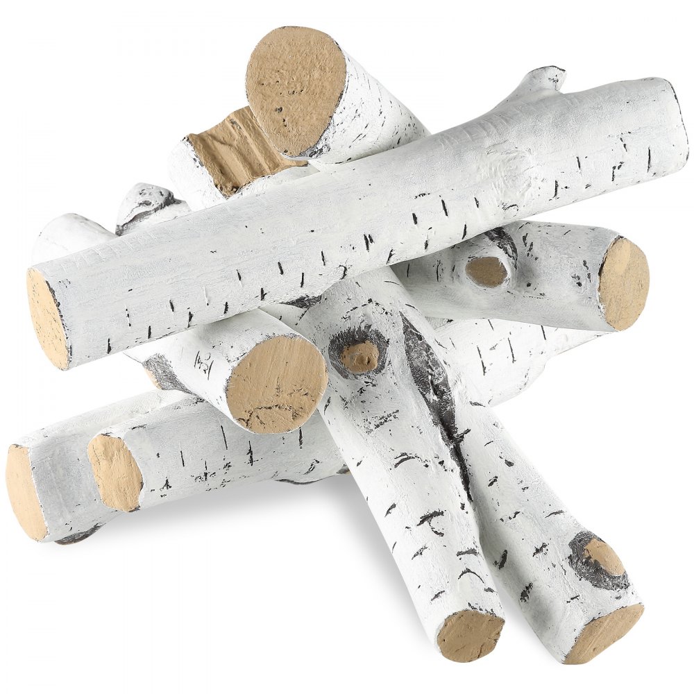 VEVOR Bûches de Cheminée en Céramique 6PCS Bois Céramique Décoratif ...