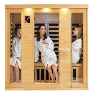 VEVOR Sauna Infrarouge Lointain pour 3-4 Personnes, Cabine Sauna Domestique Bois de Pruche ...