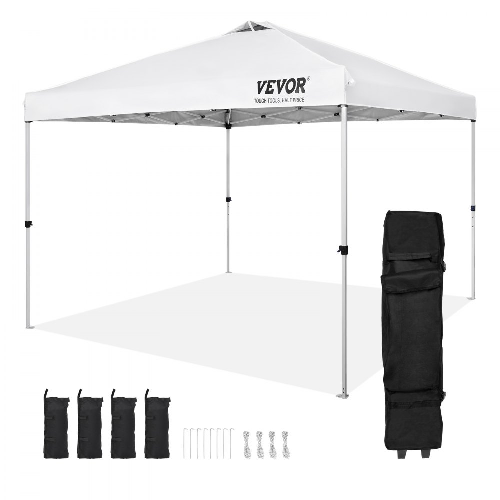 VEVOR Gazebo Tenda Pop-up Pieghevole 3 x 3 m Telo Rivestito in Argento ...