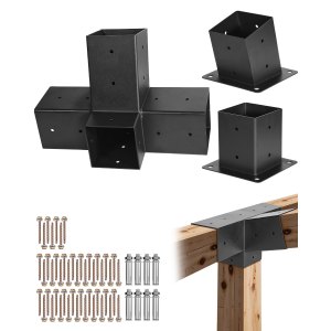 VEVOR Kit Staffe per Pergola, Staffa Inclinata a 4 Vie, per Travi in ...