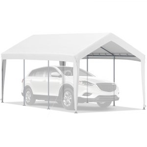 VEVOR Gazebo Bianco Tenda per Posto Auto da Esterno 8 Pali Copertura 3m ...