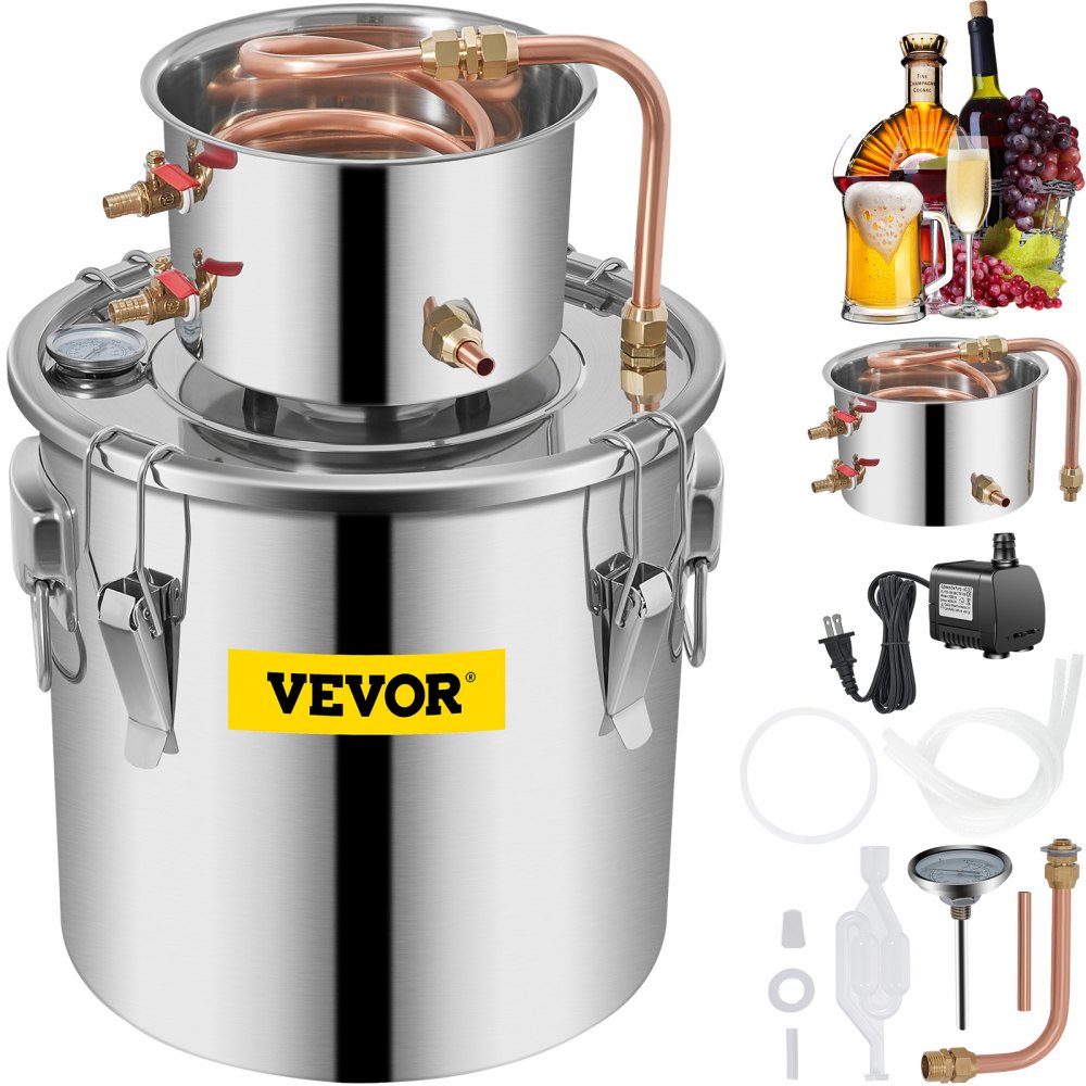VEVOR VEVOR Kit di Distillatore Alambicco in Acciaio Inox Rame Puro Materiale per Uso Alimentare ...
