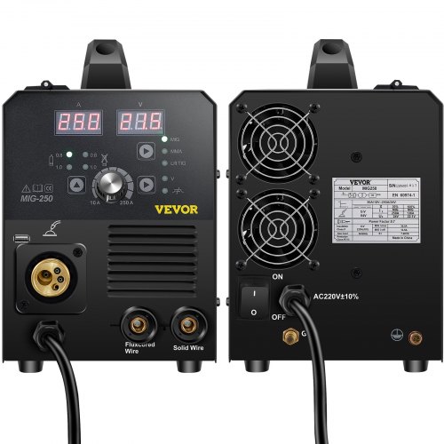 VEVOR Soldador MIG de 250 A, máquina de soldadura 3 en 1, máquina de soldadura de núcleo de ...