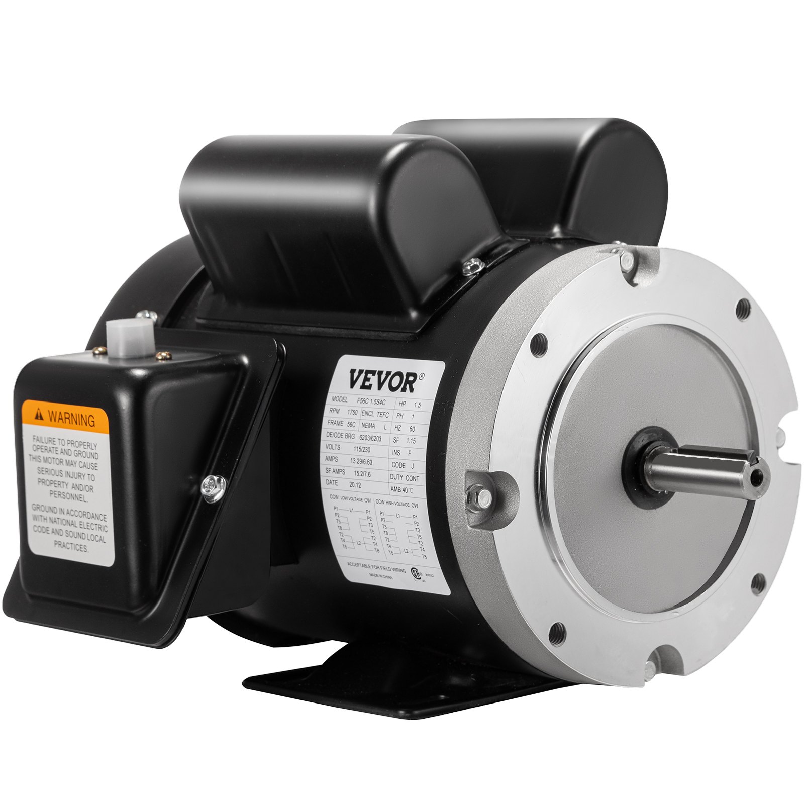 Nuevo Motor Eléctrico 1.5 Hp 56C Chasis Monofásico TEFC 115/230 V ...