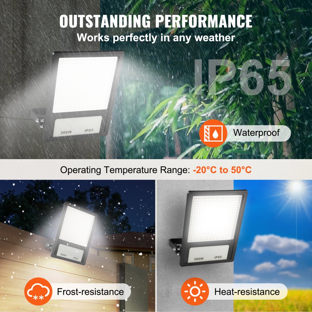 Foco LED para estadios VEVOR, 300 W, 35 000 LM, luz blanca diurna de ...