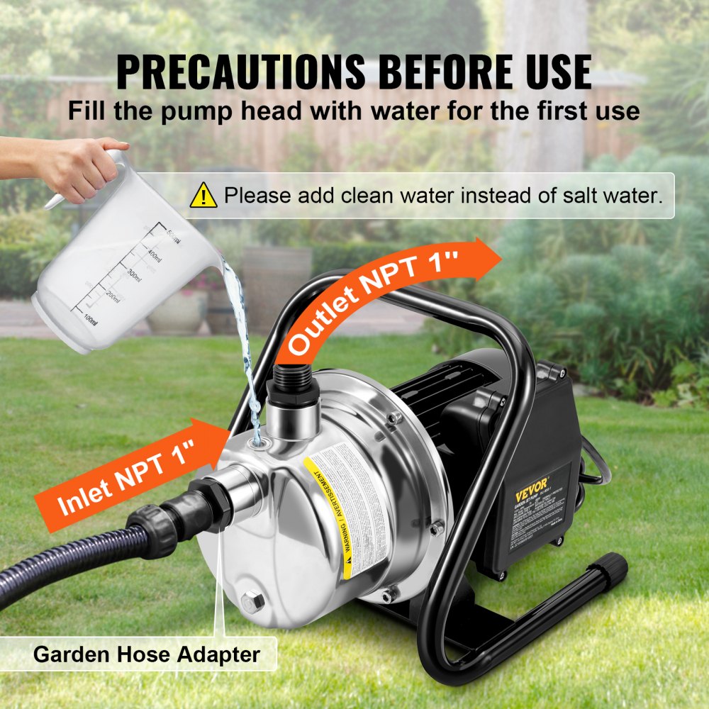 Bomba para pozos poco profundos VEVOR, 1.5 HP, 115 V, 1200 GPH, 164 ...
