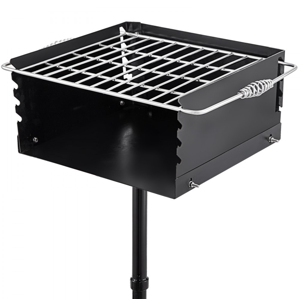 VEVOR Parrilla BBQ de Acero al Carbón, Pilar Enterrado 40,6 x 40,6 cm, Negro | VEVOR MX