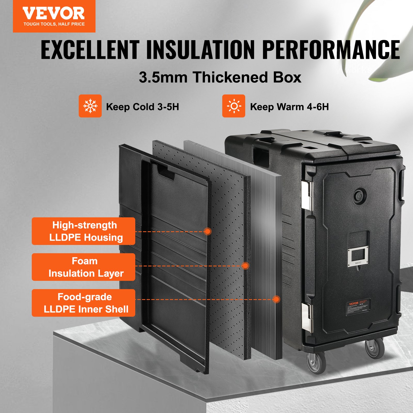 VEVOR - Porta recipientes térmicos para alimentos, caja caliente de 109 ...