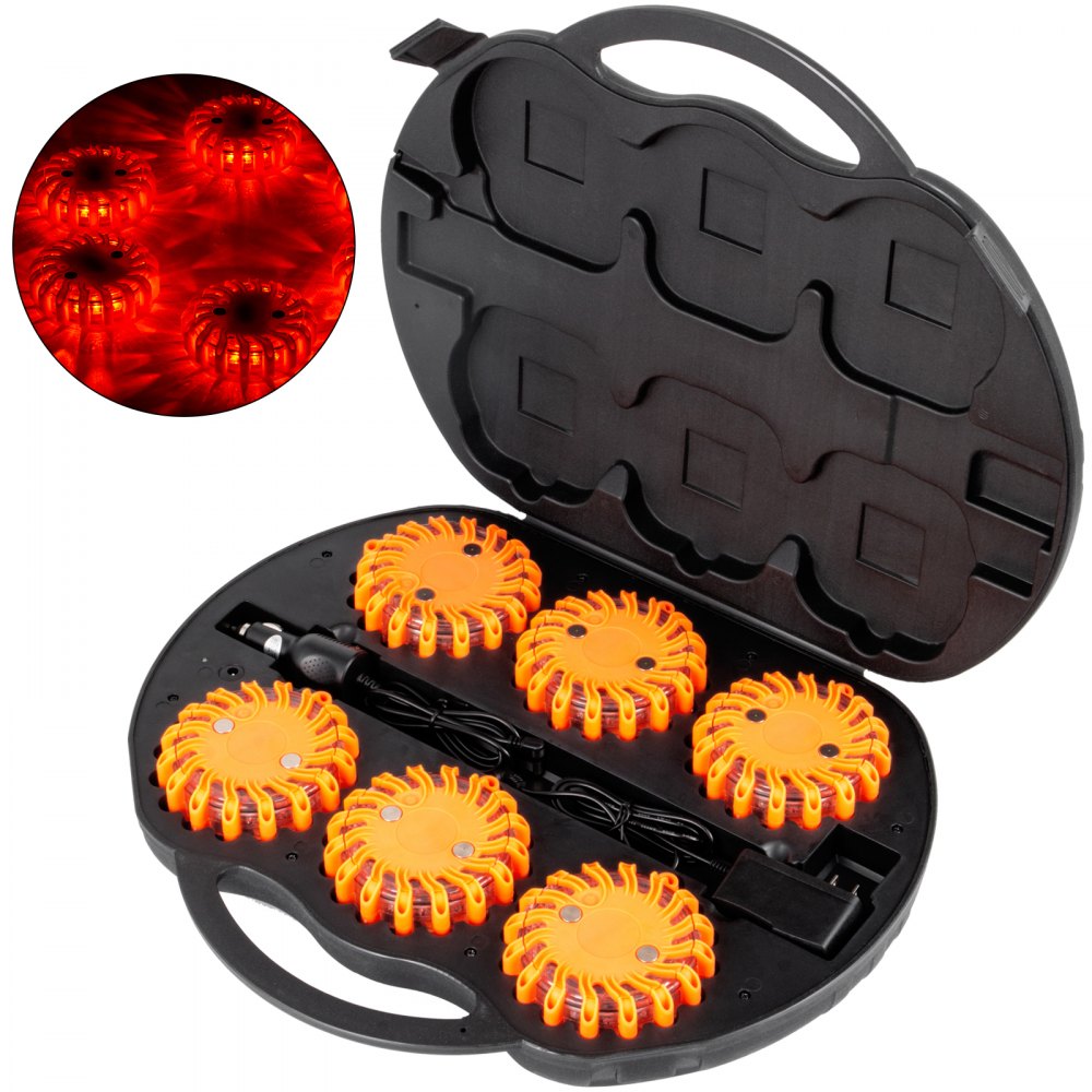 VEVOR 6PCS Recargable LED Disco Carretera Bengalas Luz Estroboscópica ...