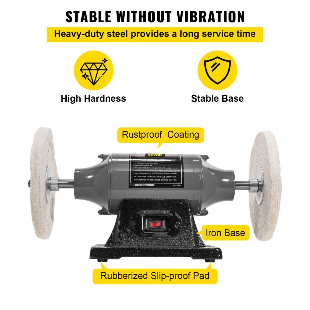 VEVOR Bench Buffer Pulidora Buffer Benchtop 8 pulgadas para joyería ...
