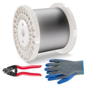VEVOR staalkabel staaldraad roestvrij Ф3.18mmx182.3m 7.1kN 7x7 strengen ...