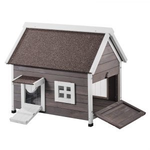 VEVOR Kattenhuis Cat Cave Kattenhut Hout Buiten Asfalt Dak ...