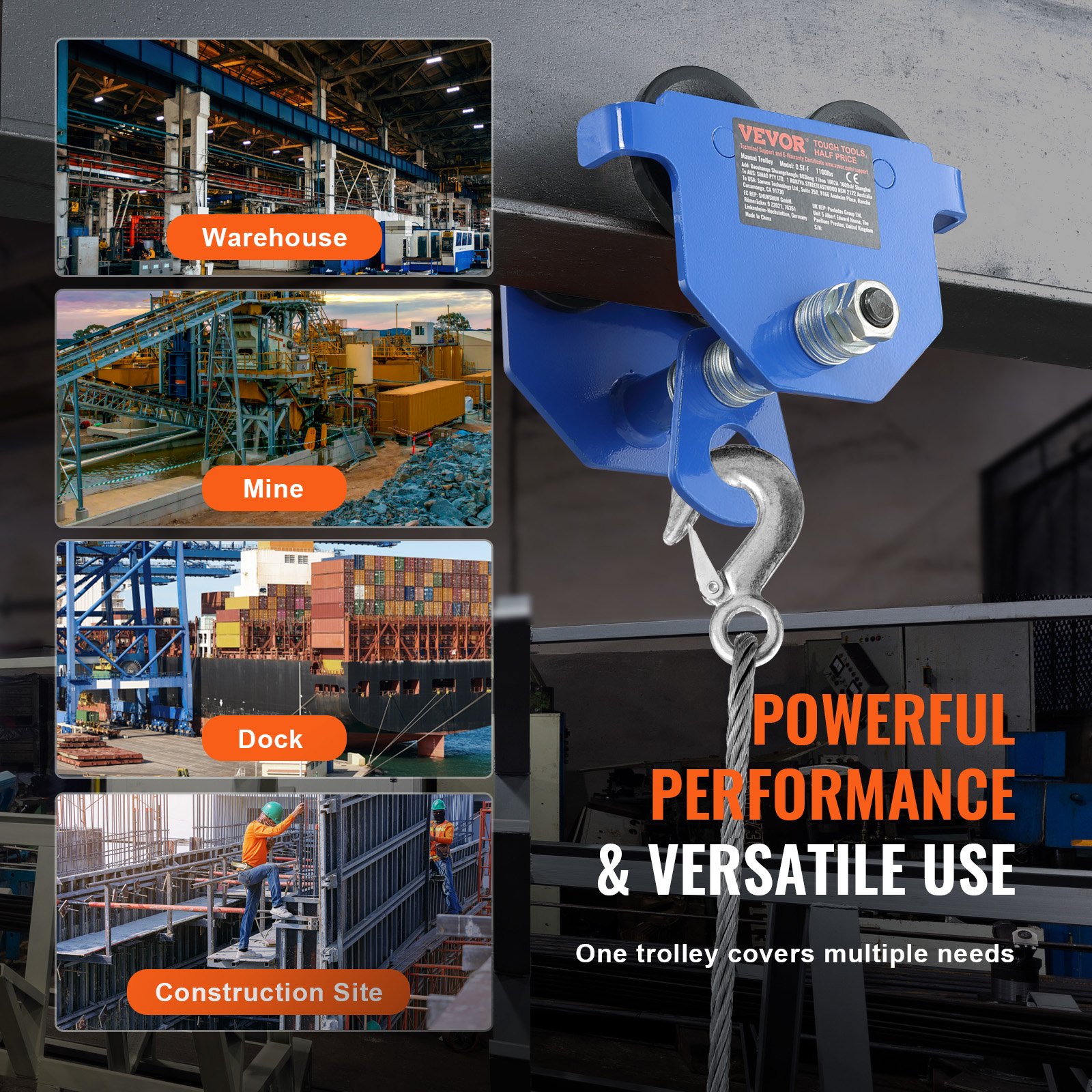 VEVOR-loopkat 0,5 T draagvermogen rollend onderstel met dubbele wielen ...