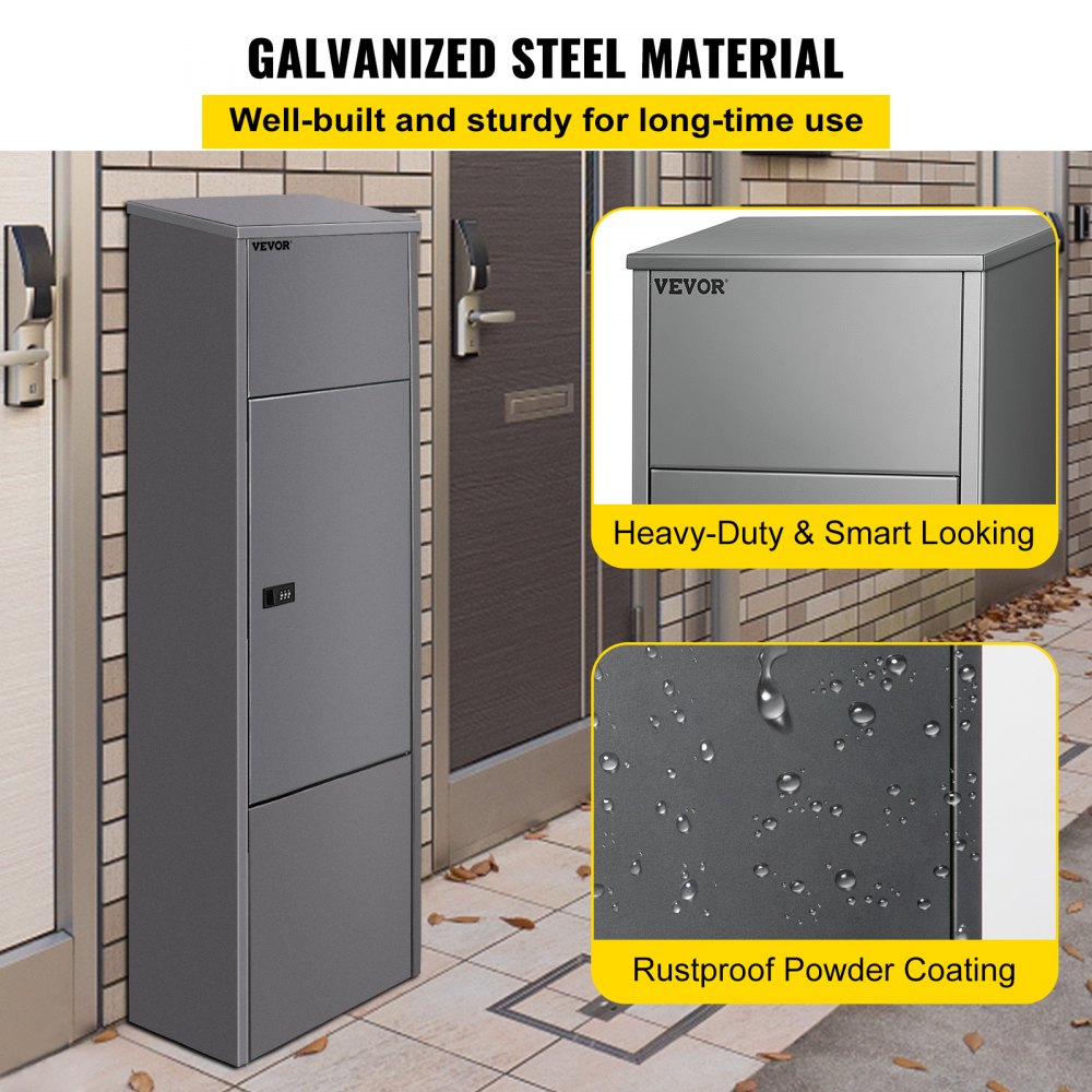 VEVOR Pakket Drop Box Grijs Pakketbrievenbus 38 x 23 x 105 cm Pakketbox ...