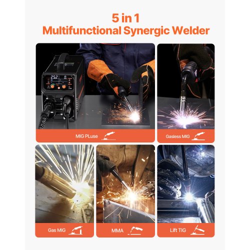 VEVOR Pro MIG-lasser, 200 Amp Pluse MIG-lasser, 5-in-1 Synergy-lasser ...