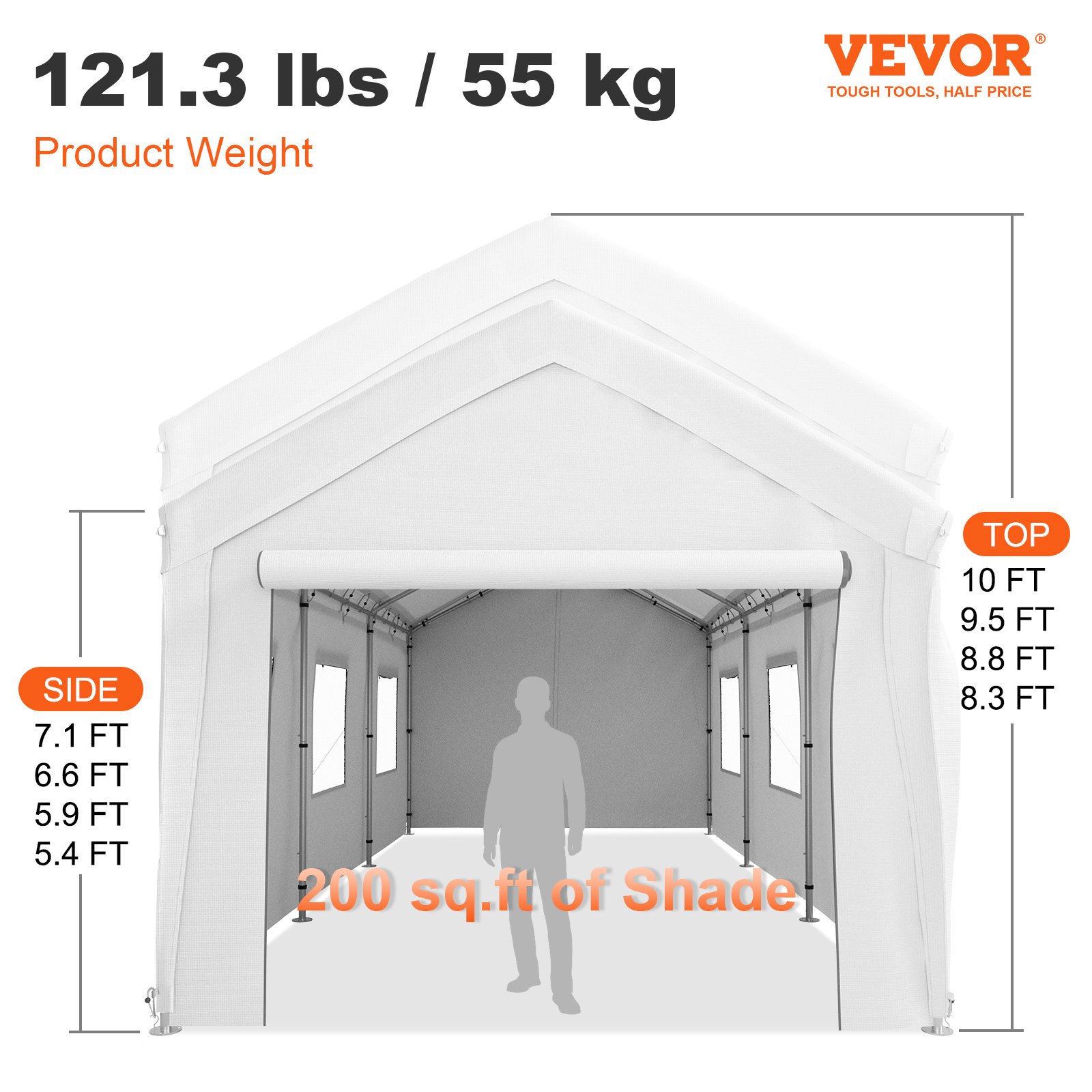 VEVOR tent garage 3x6m weidetent folie garagetent opslagtent 3-laags PE ...