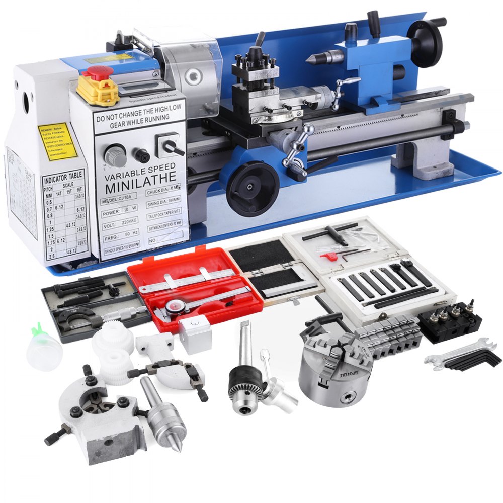 CJ18A Mini tokarka 550 W Mini precyzyjna tokarka do metalu 180 x 350 mm ...