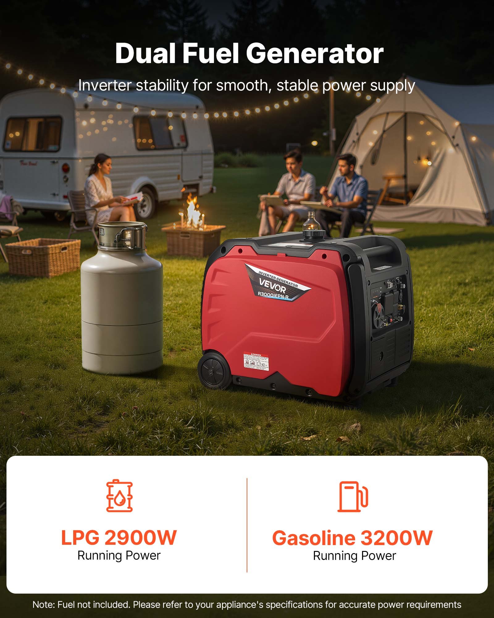 VEVOR Inverter Generator, 4200W Peak Watt Quiet Inverter Generator ...