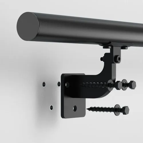 6ft Wall Mounted Stair Handrail Black Aluminum Indoor Outdoor Railing ...