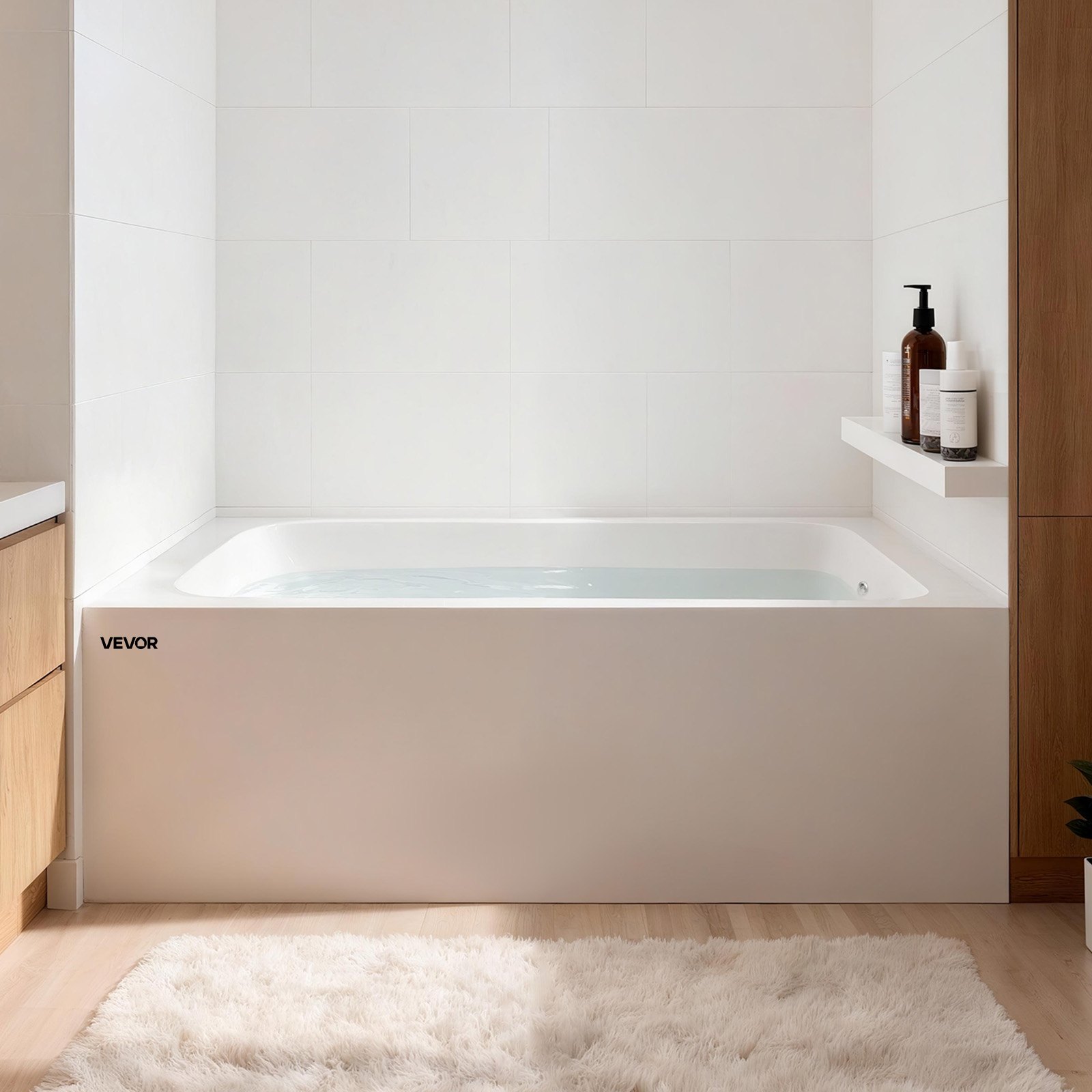 VEVOR Alcove Bathtub, 54" x 30" Contemporary Alcove Acrylic Bathtub ...