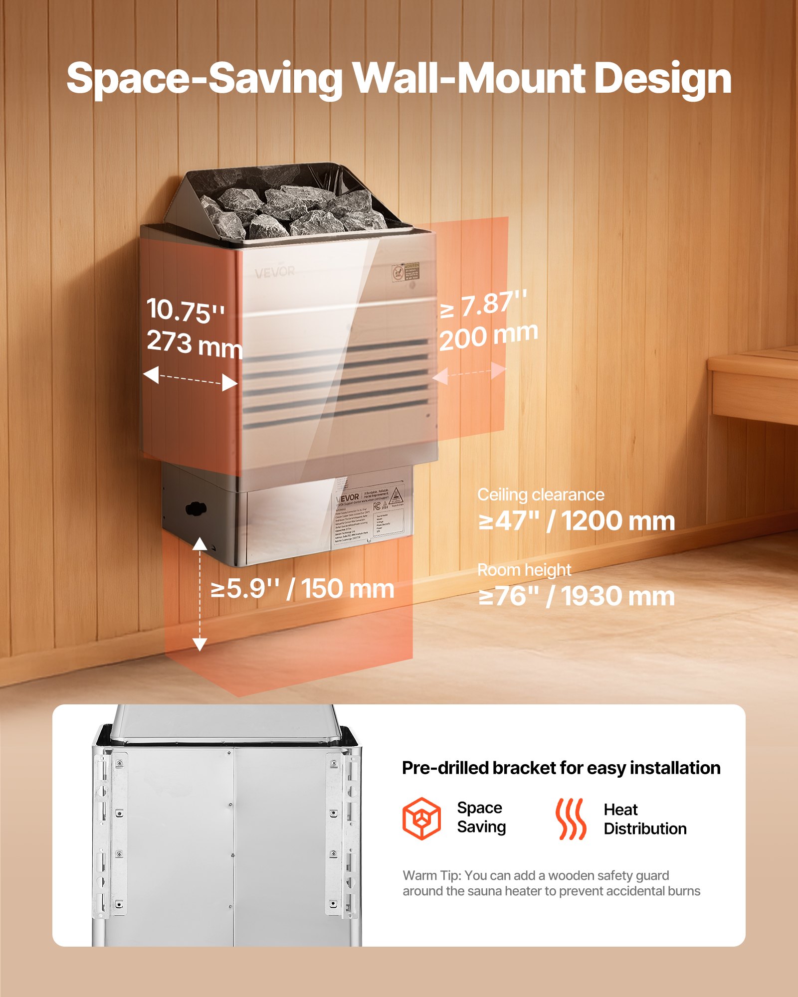 VEVOR Sauna Heater, 9KW 240V Electric Sauna Stove, Dry Steam Bath ...