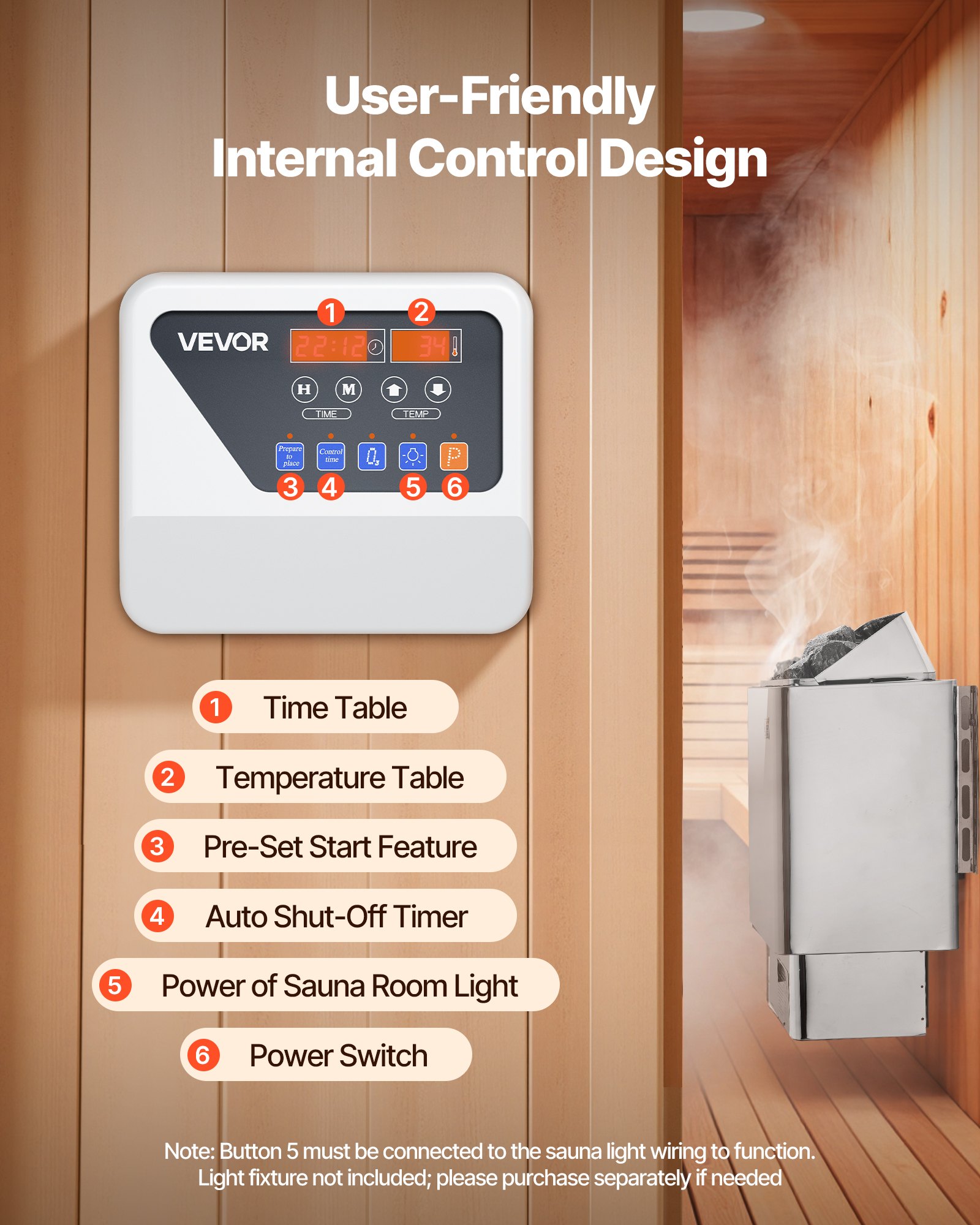 VEVOR Sauna Heater, 9KW 240V Electric Sauna Stove, Dry Steam Bath ...
