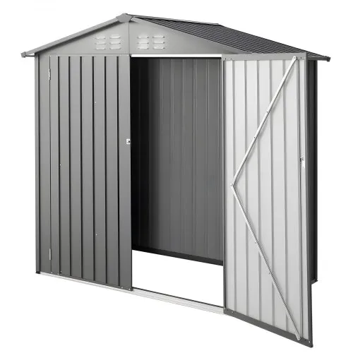 VEVOR 6 x 4 FT Metal Garden Shed Outdoor Storage Shed with 4 Louver ...