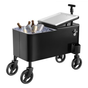 VEVOR 80 Quart Rolling Ice Chest Cart, with 2-Stage Telescopic Pull ...