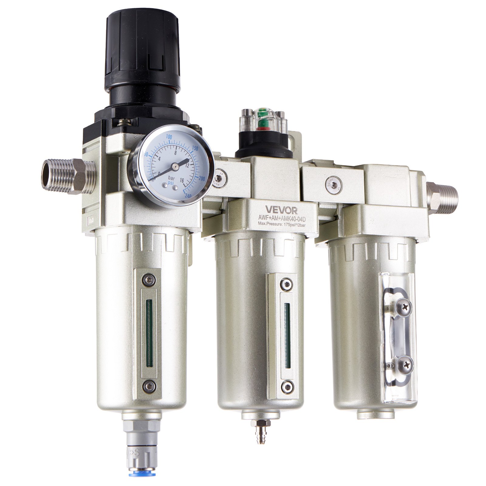 VEVOR Air Compressor Filter Regulator, 1/2" NPT 3-Stage 5μm & 0.3μm & 0 ...
