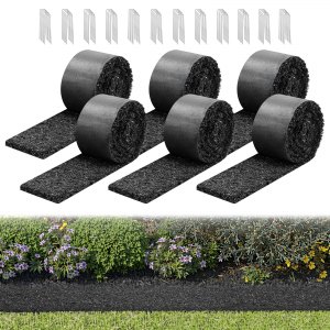 VEVOR Rubber Mulch Mat Roll, 6 Rolls 120 x 4.5 in, Recycled Rubber ...