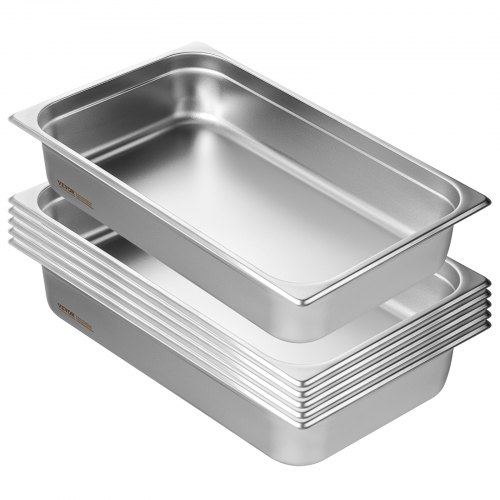 VEVOR 6 Pack Hotel Pans, Full Size Anti-Jam Steam Pan, 0.8mm Thick ...