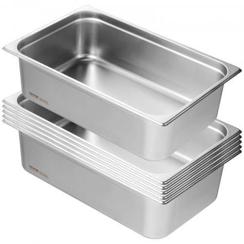 VEVOR 6 Pack Hotel Pans, Full Size Anti-Jam Steam Pan, 0.8mm Thick ...