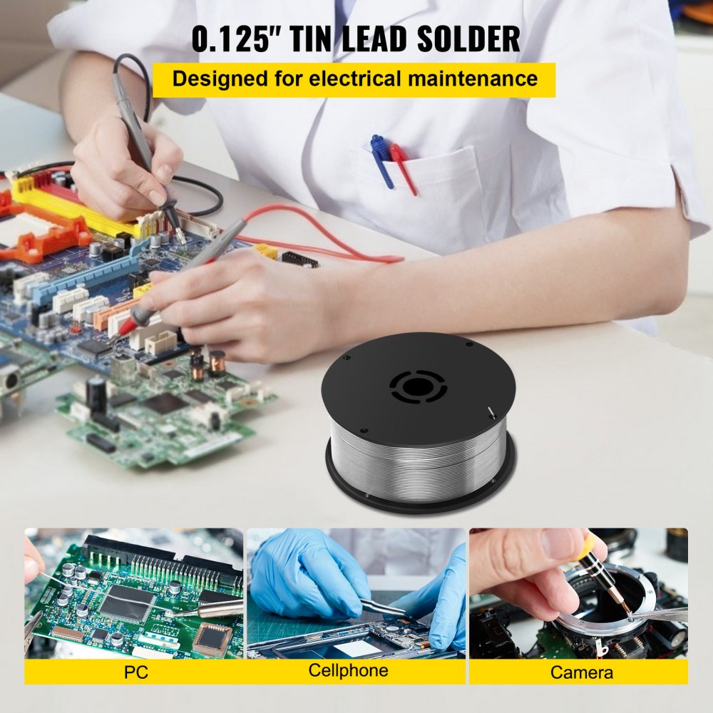Vevor 1lb 60-40 Tin Lead Solder Wire Soldering Sn60 Pb40 Flux .0.125"/3 ...