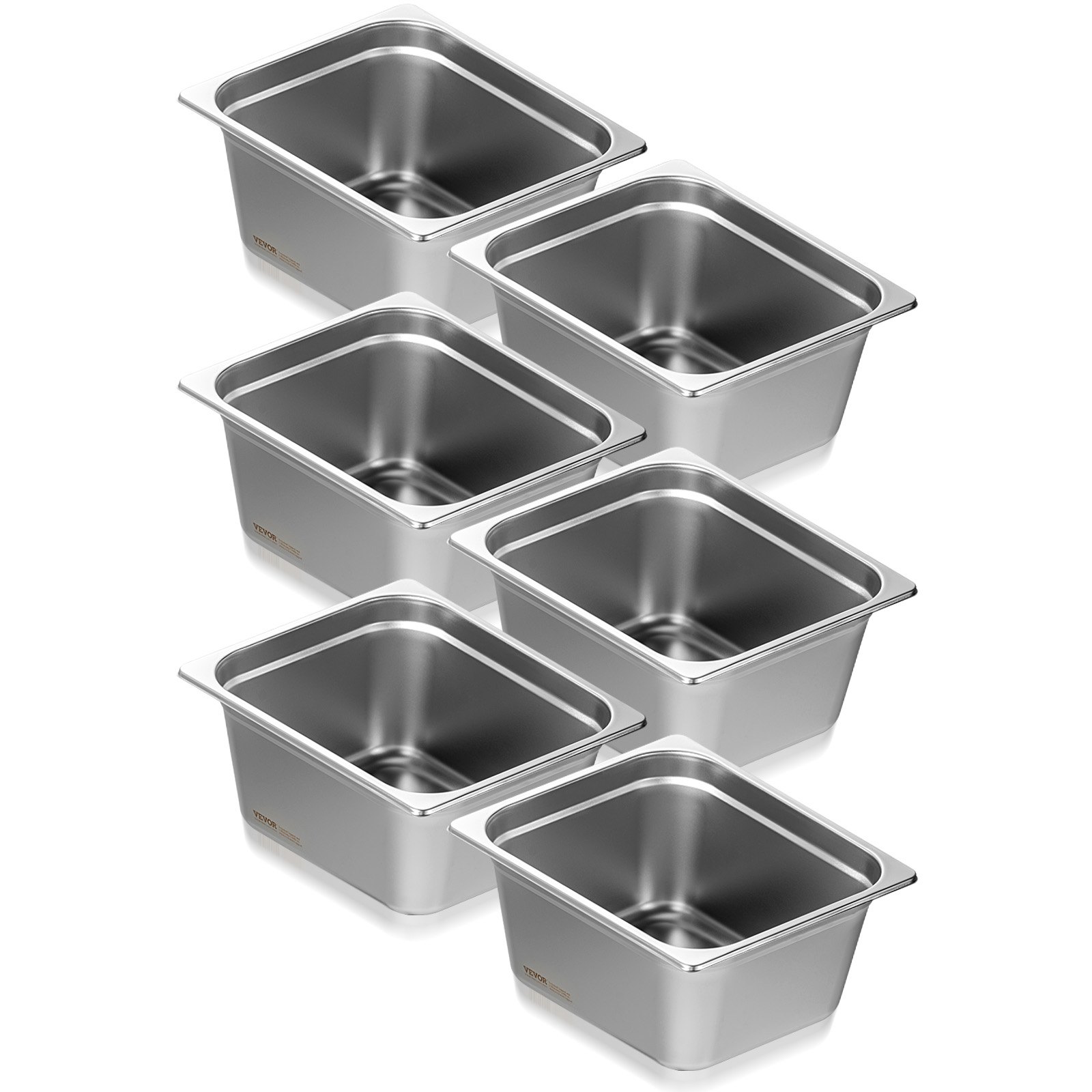 VEVOR 6 Pack Hotel Pans, 1/2 Size Anti-Jam Steam Pan, 0.8mm Thick ...