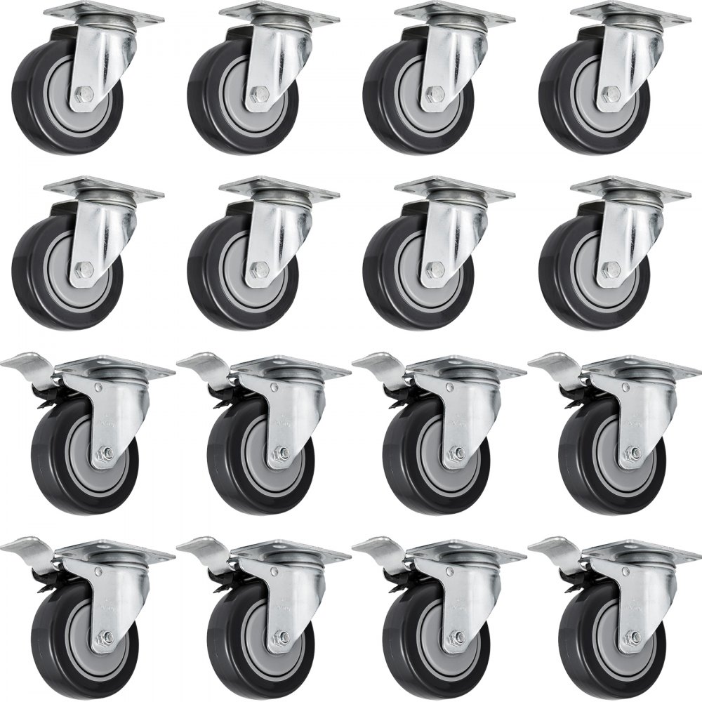 VEVOR VEVOR 16 pack Swivel Casters Heavy Duty Caster Wheels 5 Inch X 1 ...