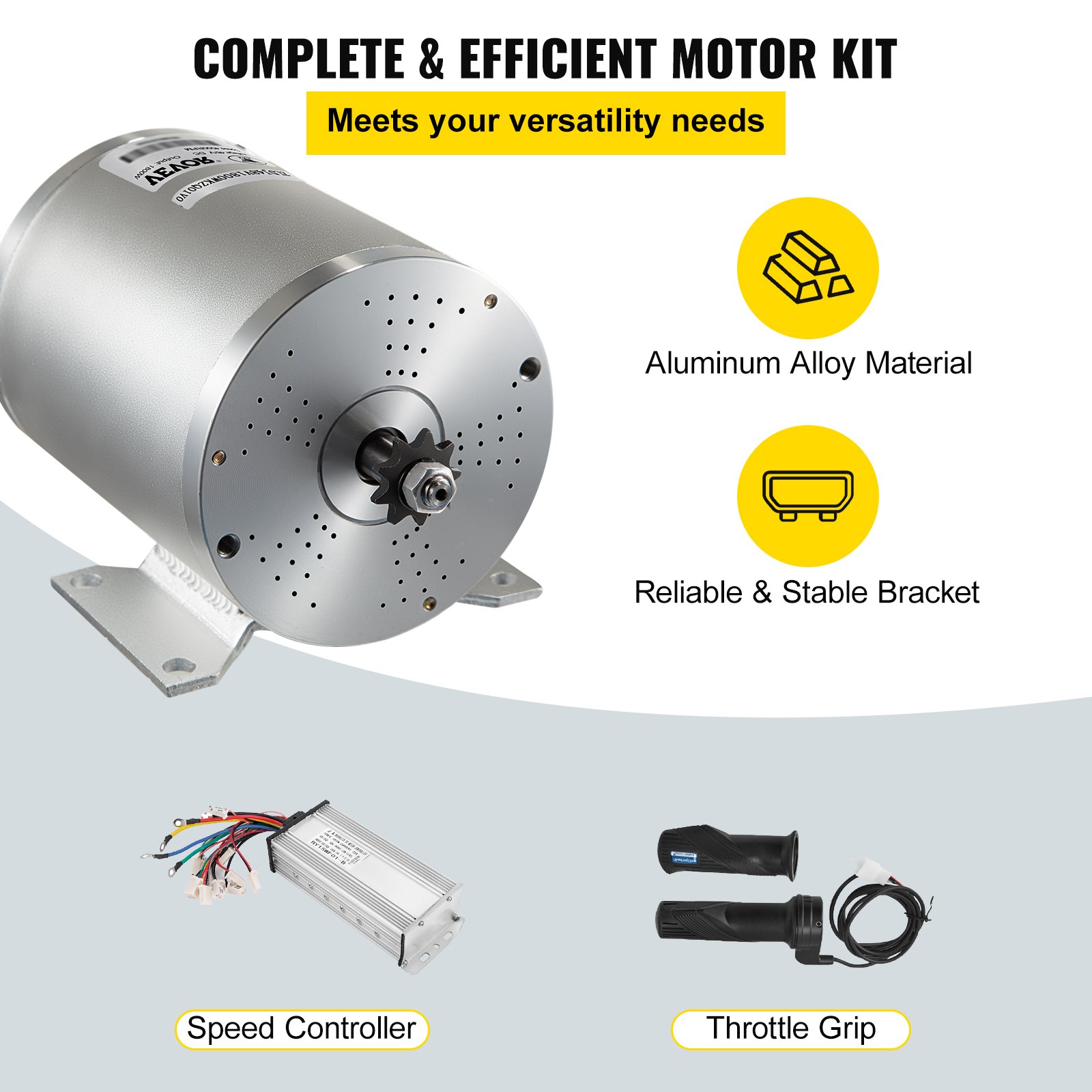 VEVOR 1800W Electric DC Motor Kit - 48V 4500rpm Brushless Motor with ...