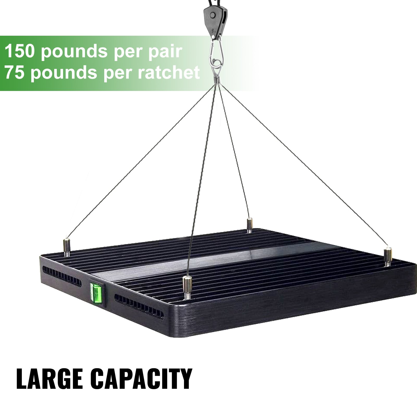 VEVOR Light Hangers Adjustable 2-Pair Rope Clip Hanger 1/8 Inch Grow ...