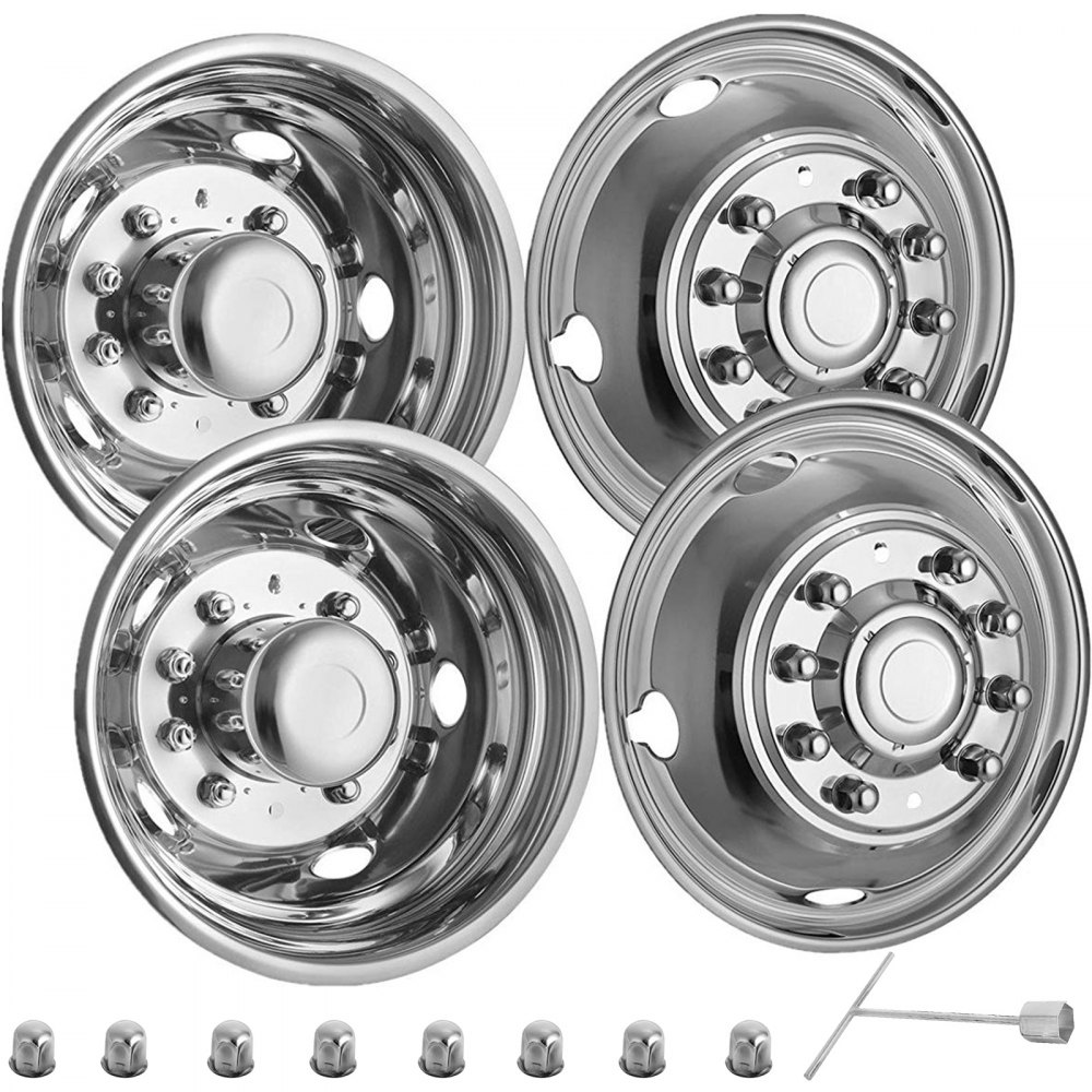 VEVOR Polished 19.5" 10 Lug Wheel Simulators Stainless Steel Bolt Kit ...