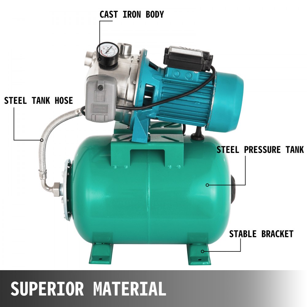 1 Hp Shallow Well Jet Pump W/ Pressure Switch 12.3 Gpm Booster Water ...
