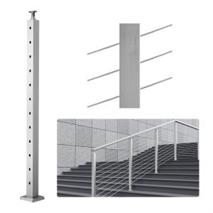 VEVOR Cable Railing Post, 42" x 2" x 2" Steel 30° Angled Hole Stair ...